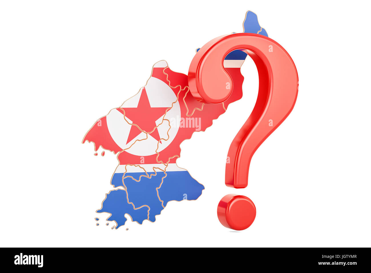 North Korea Question concept, 3D rendering isolated on white background ...