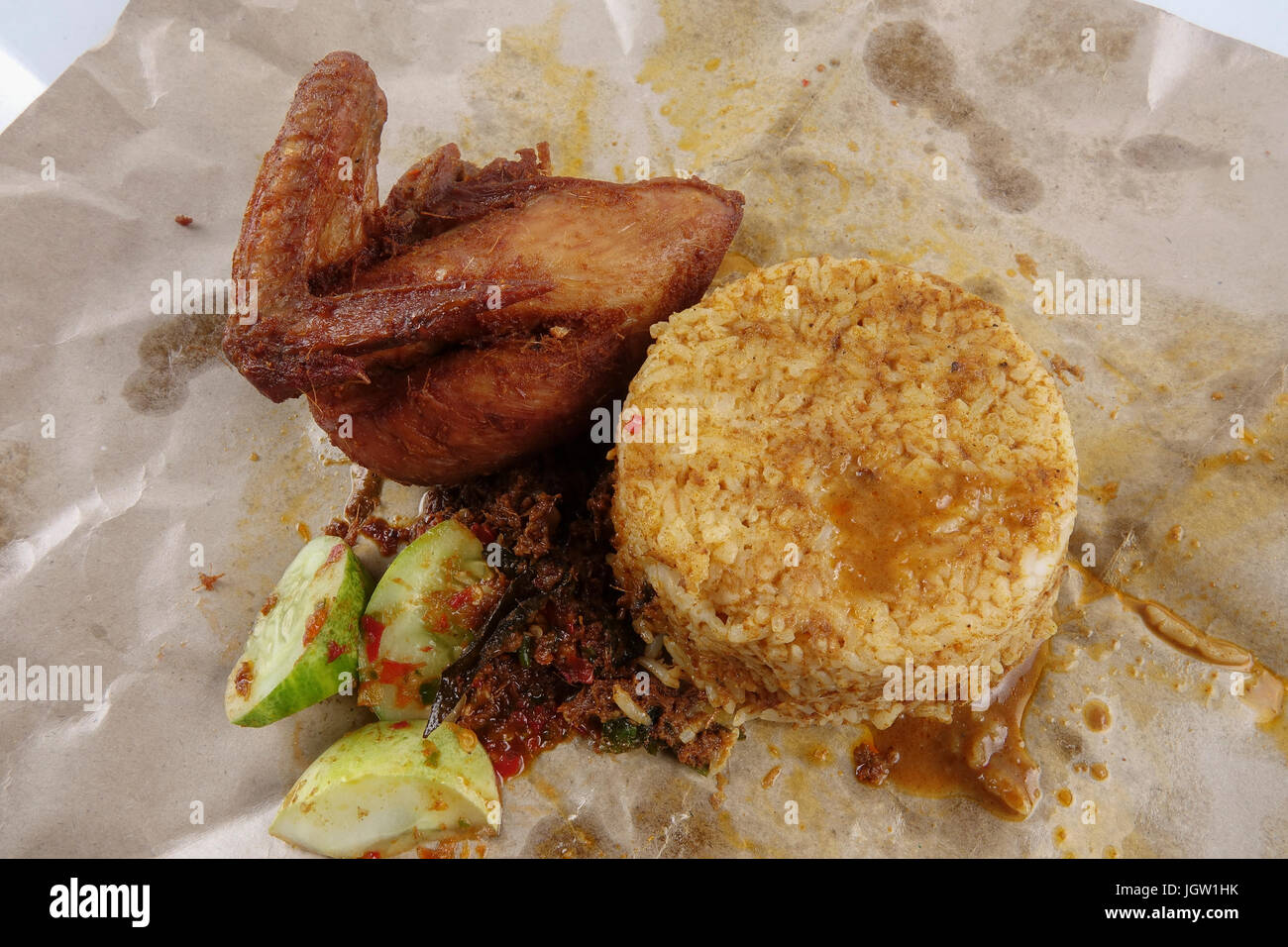 Traditional steam rice with curry and fried chicken Stock Photo - Alamy