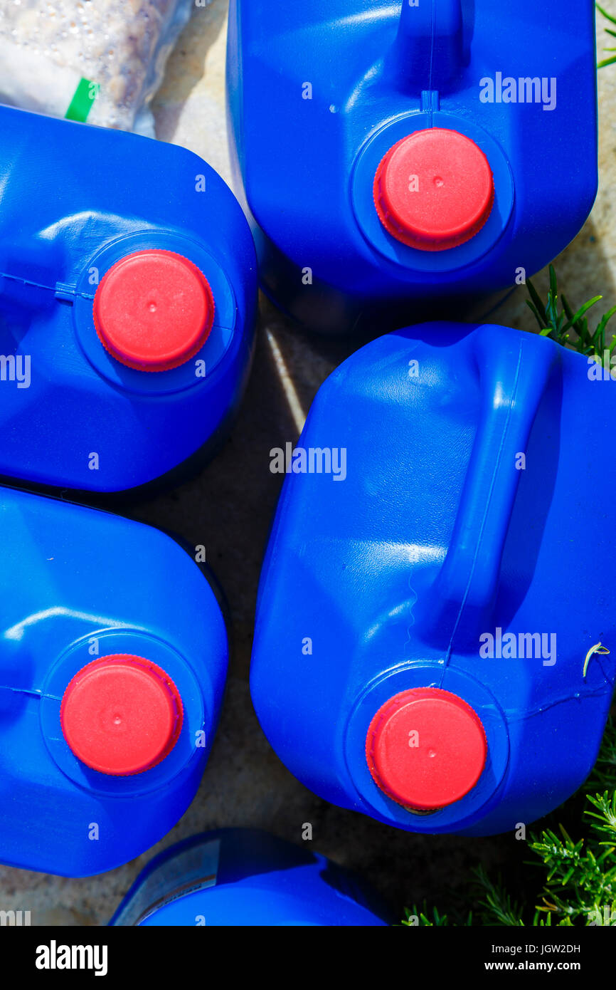 Plastic demijohns in a factory Stock Photo - Alamy