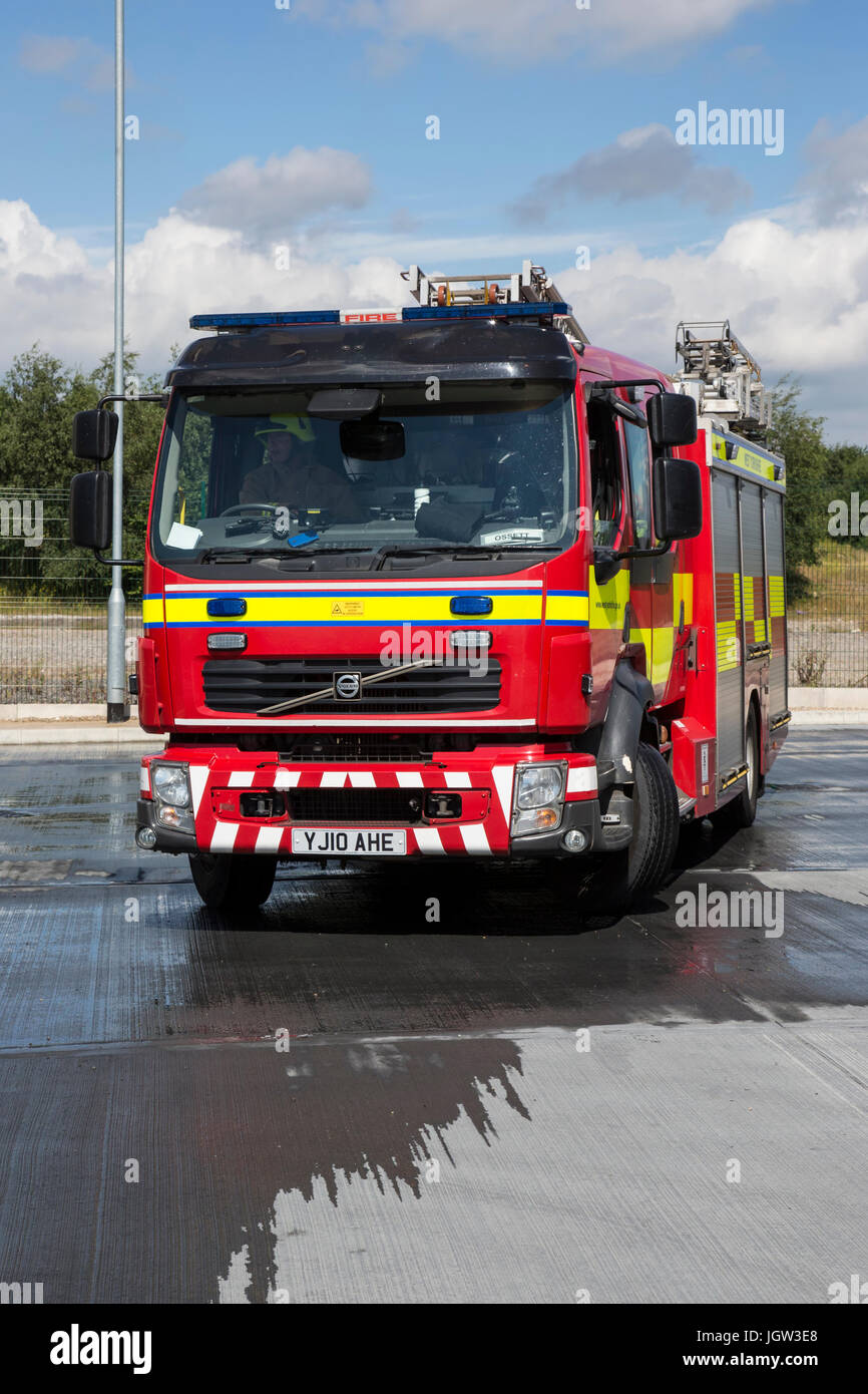 British Fire Engine outside a fire station Stock Photo - Alamy