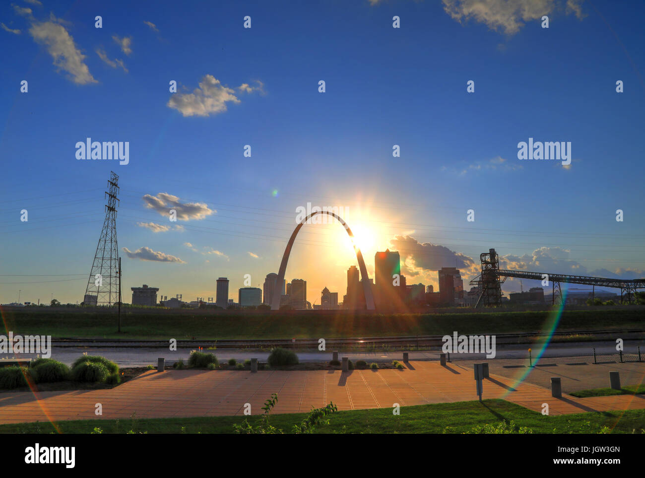 St. Louis, Missouri skyline from Malcolm W. Martin Memorial Park Stock ...
