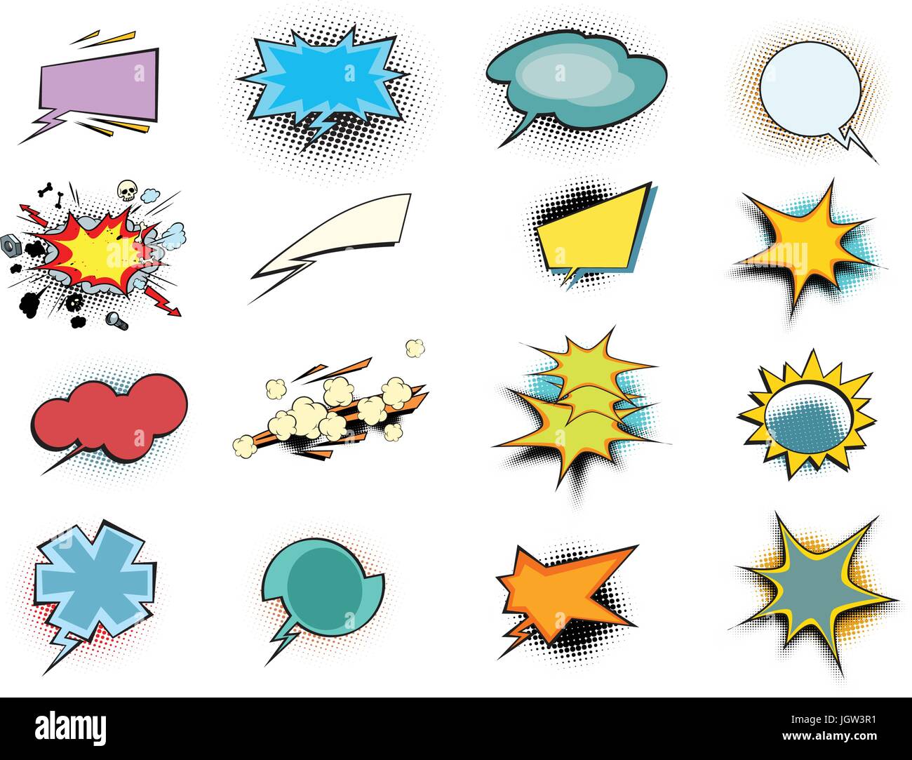 set of colored comic book bubbles isolated on white background Stock ...