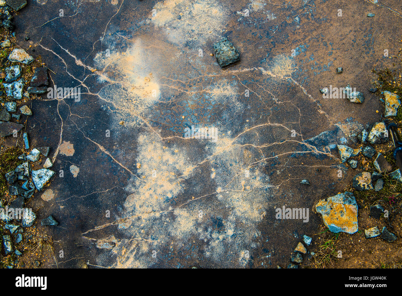 Cracked mud texture from geothermal gas on the ground Stock Photo - Alamy