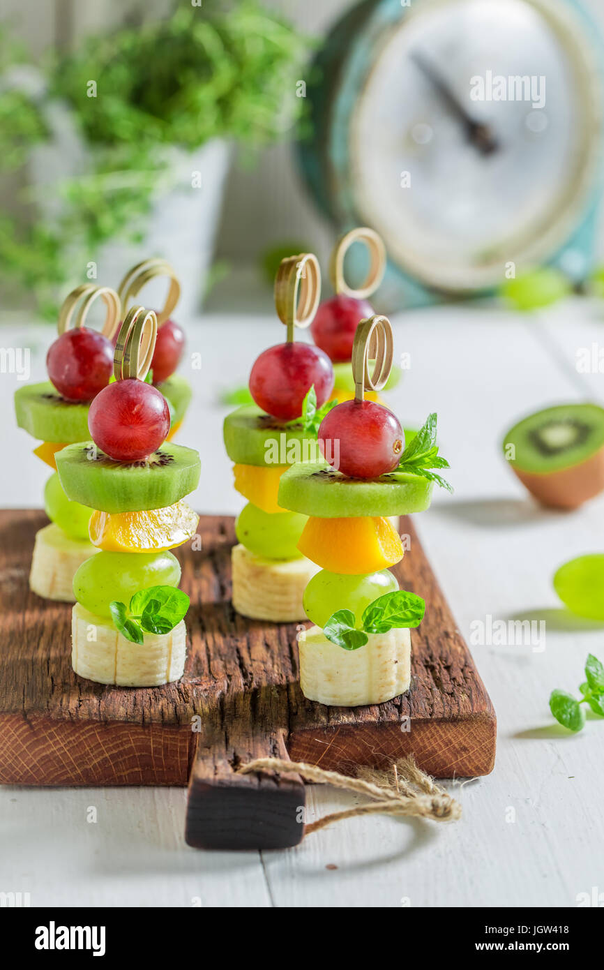Homemade snacks with various fruits and mint Stock Photo - Alamy