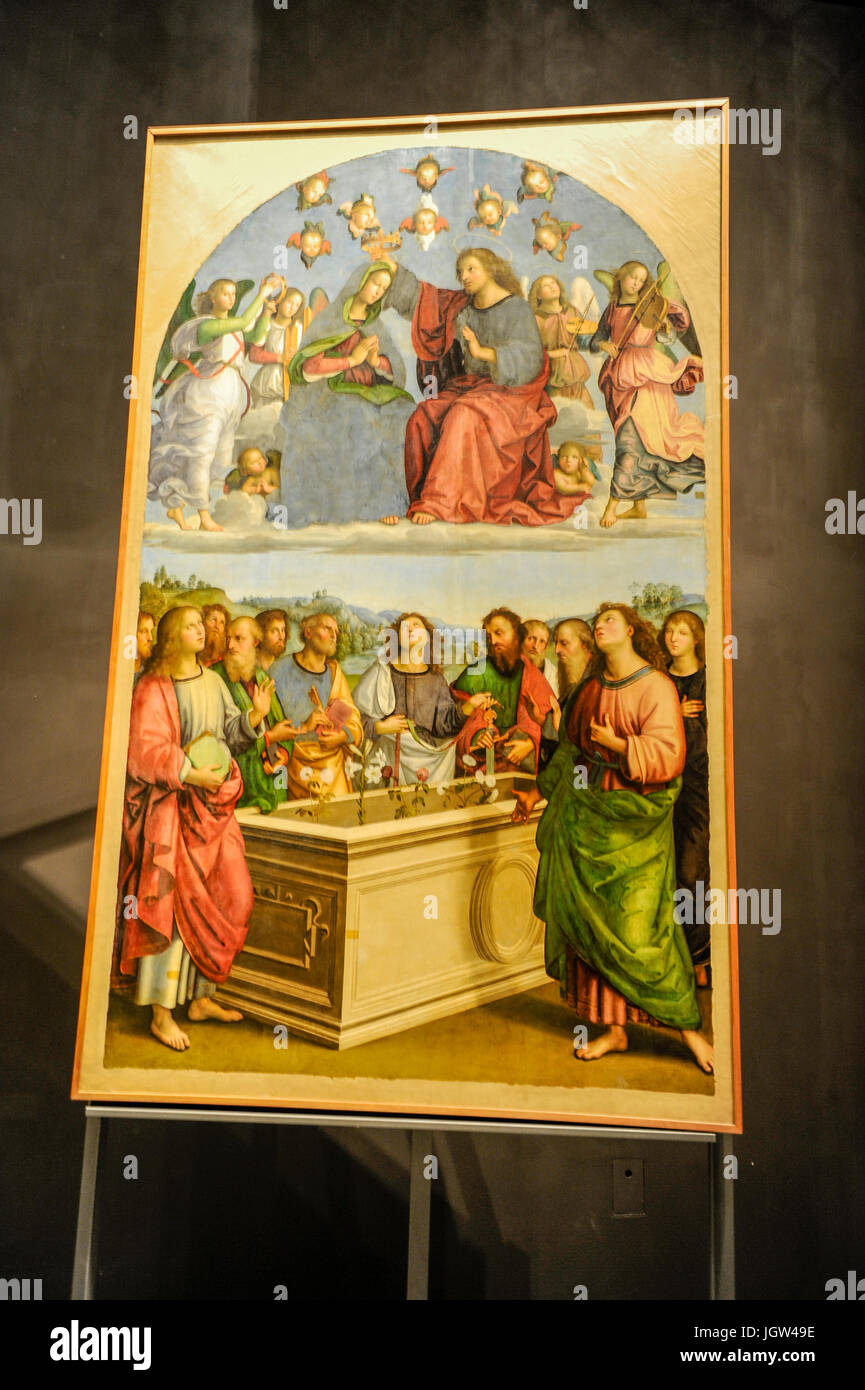 Oddi Altarpiece, the Coronation of the Virgin painted in 1502-1504 by ...