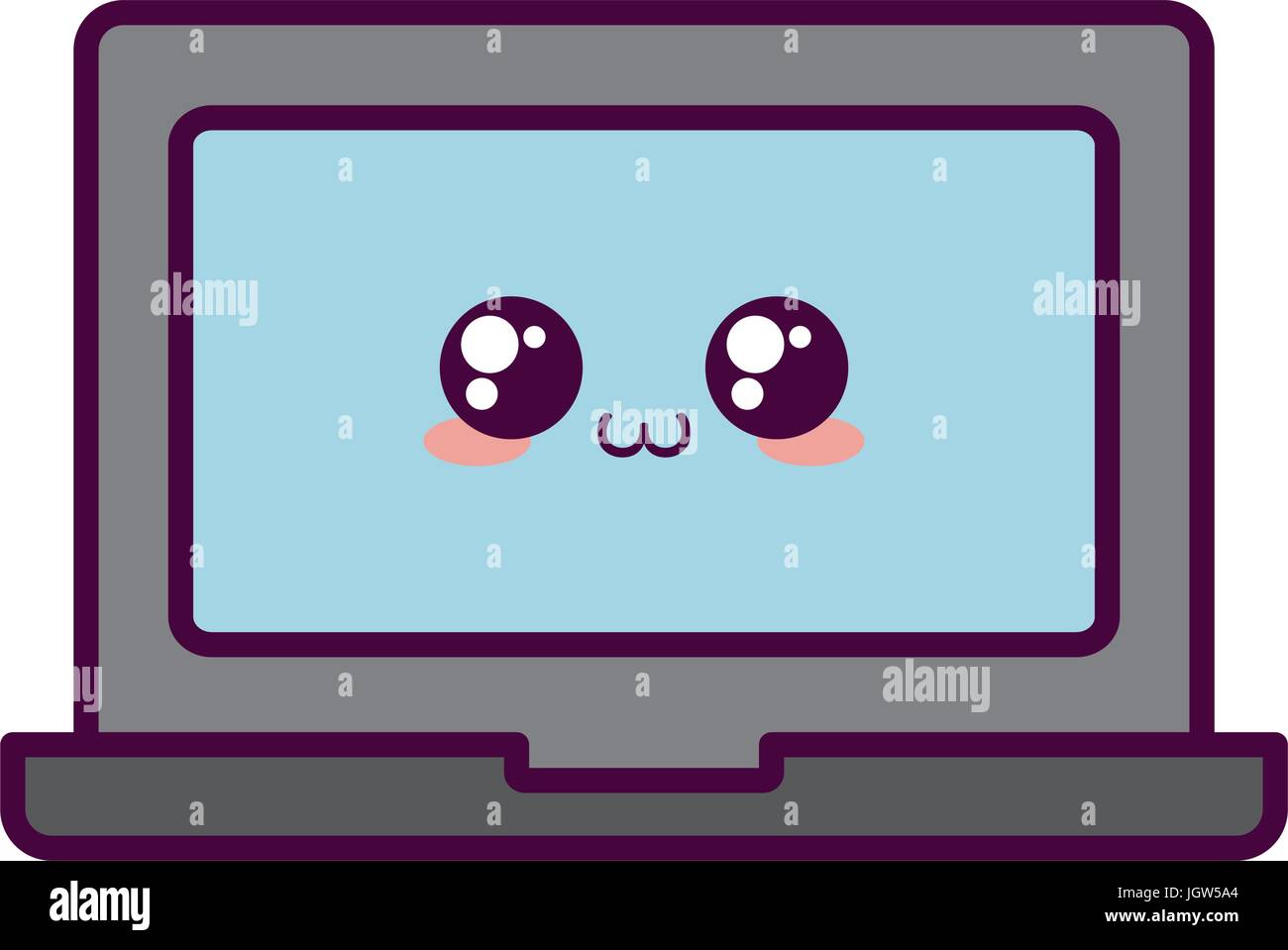 kawaii laptop computer icon over white background vector illustration ...