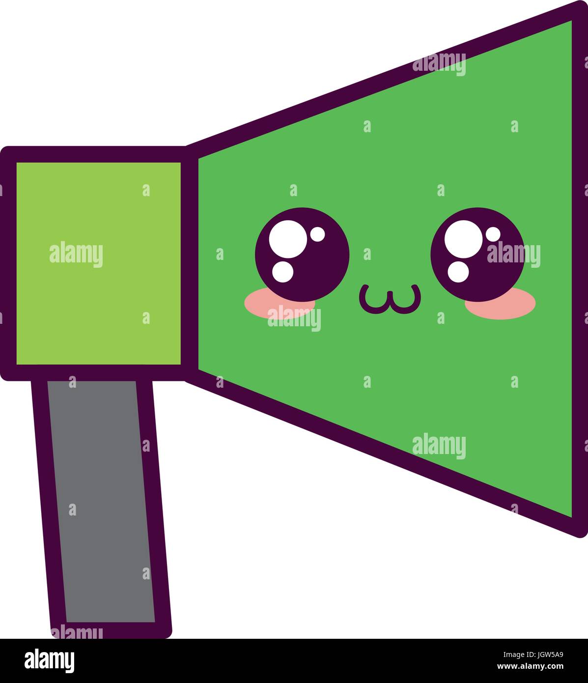 kawaii megaphone device icon over white background vector illustration ...