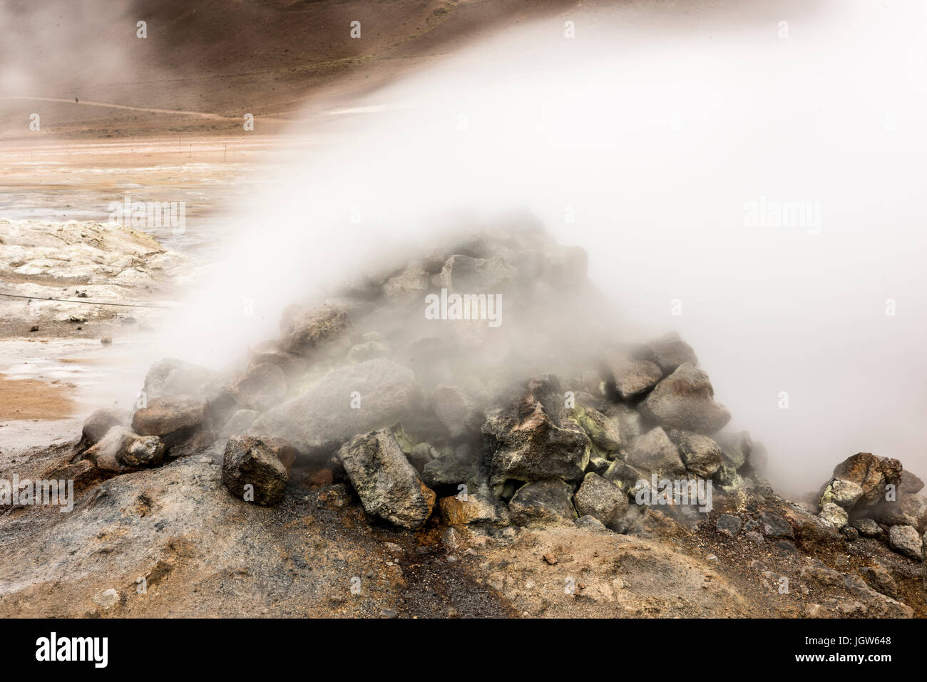 Natural Hot Springs geyser in Iceland with Steam Stock Photo - Alamy