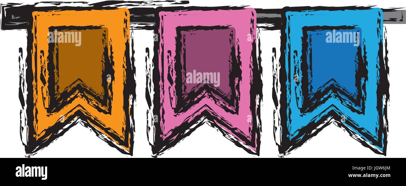 decorative pennants icon over white background colorful design vector ...