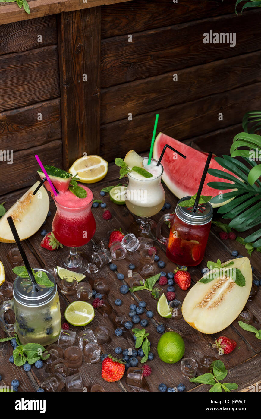 Fruit cocktails in summer Stock Photo - Alamy
