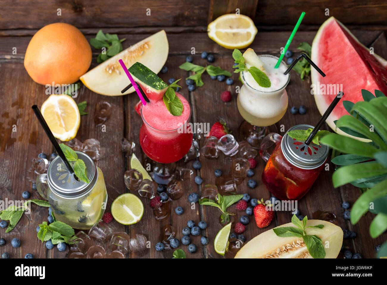 Fruit cocktails in summer Stock Photo - Alamy