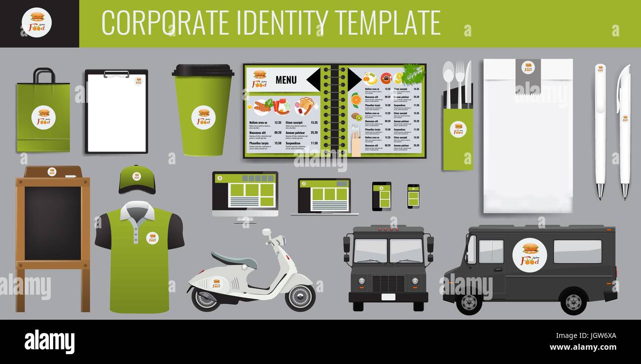Vector food corporate identity template design set. Branding vector ...