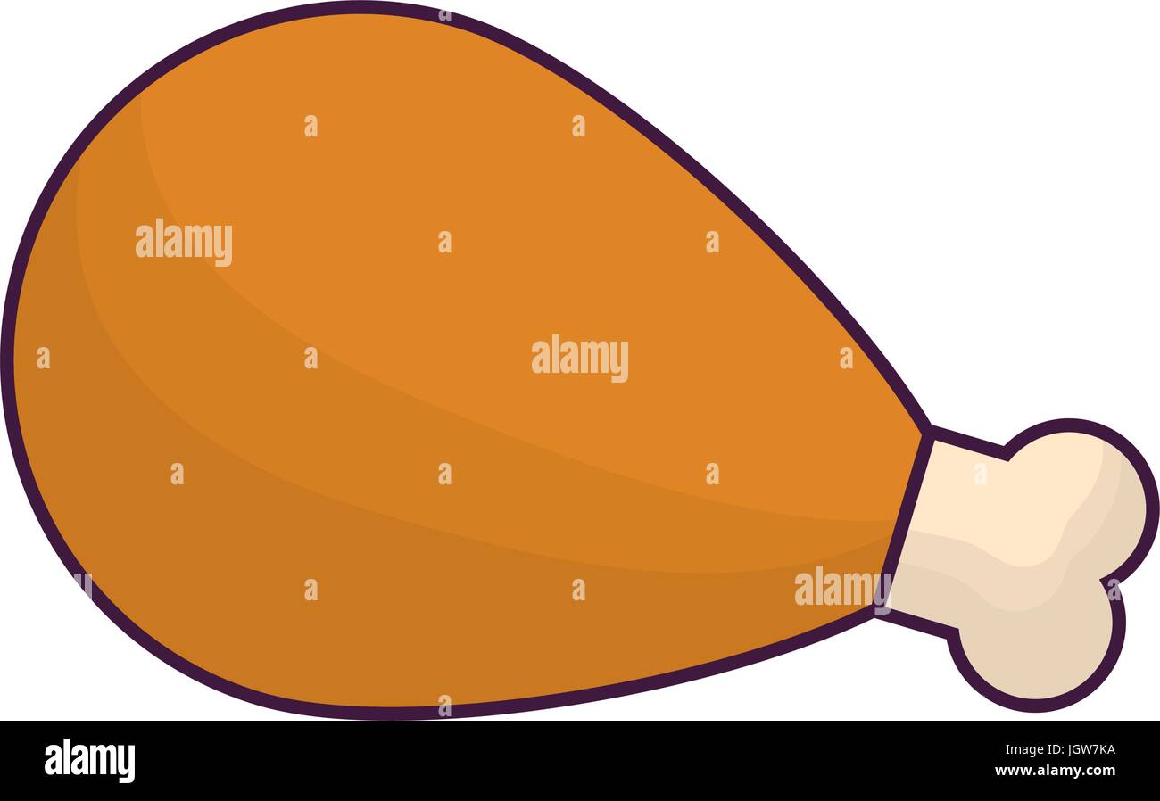 fried chicken leg icon over white background colorful design vector ...