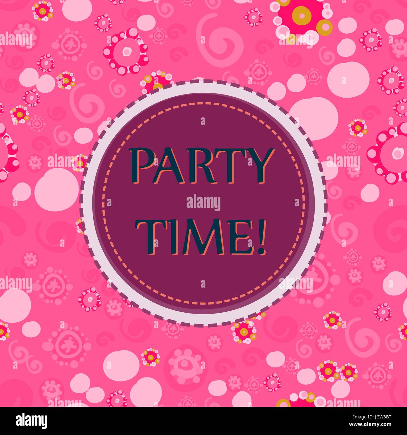 Pink Color Party time! Vector seamless pattern with hand drawn Doodle ...