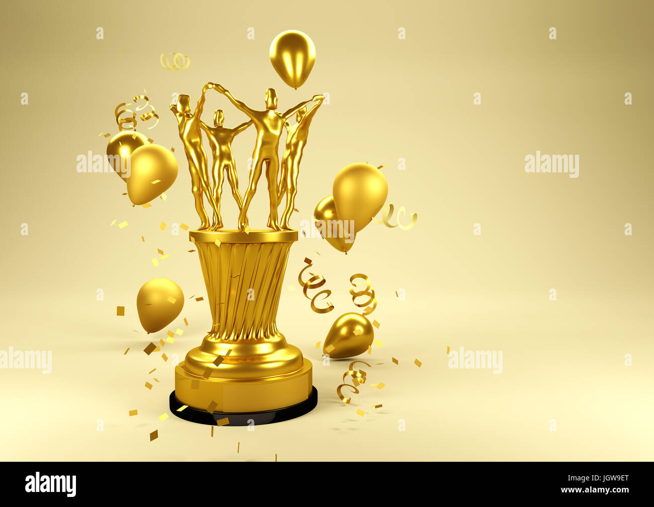 Winning Team. Gold trophy team champions. 3D illustration Stock Photo ...