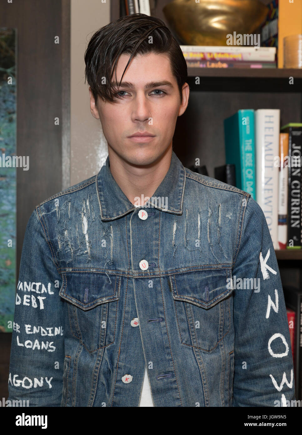 New York, United States. 10th July, 2017. Model shows off dress for ...