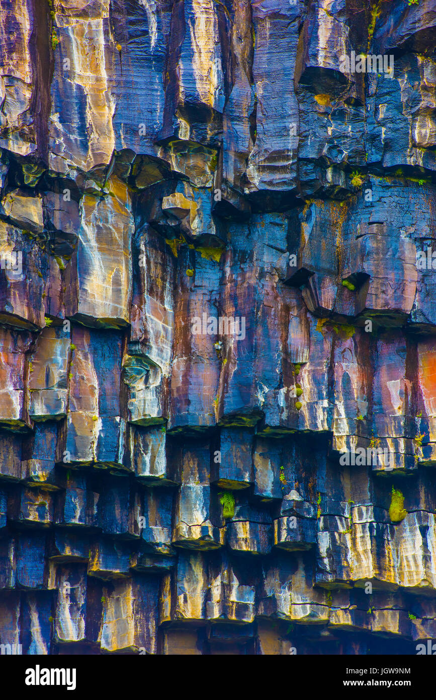 Hexagonal basalt rock columns in background hi-res stock photography ...