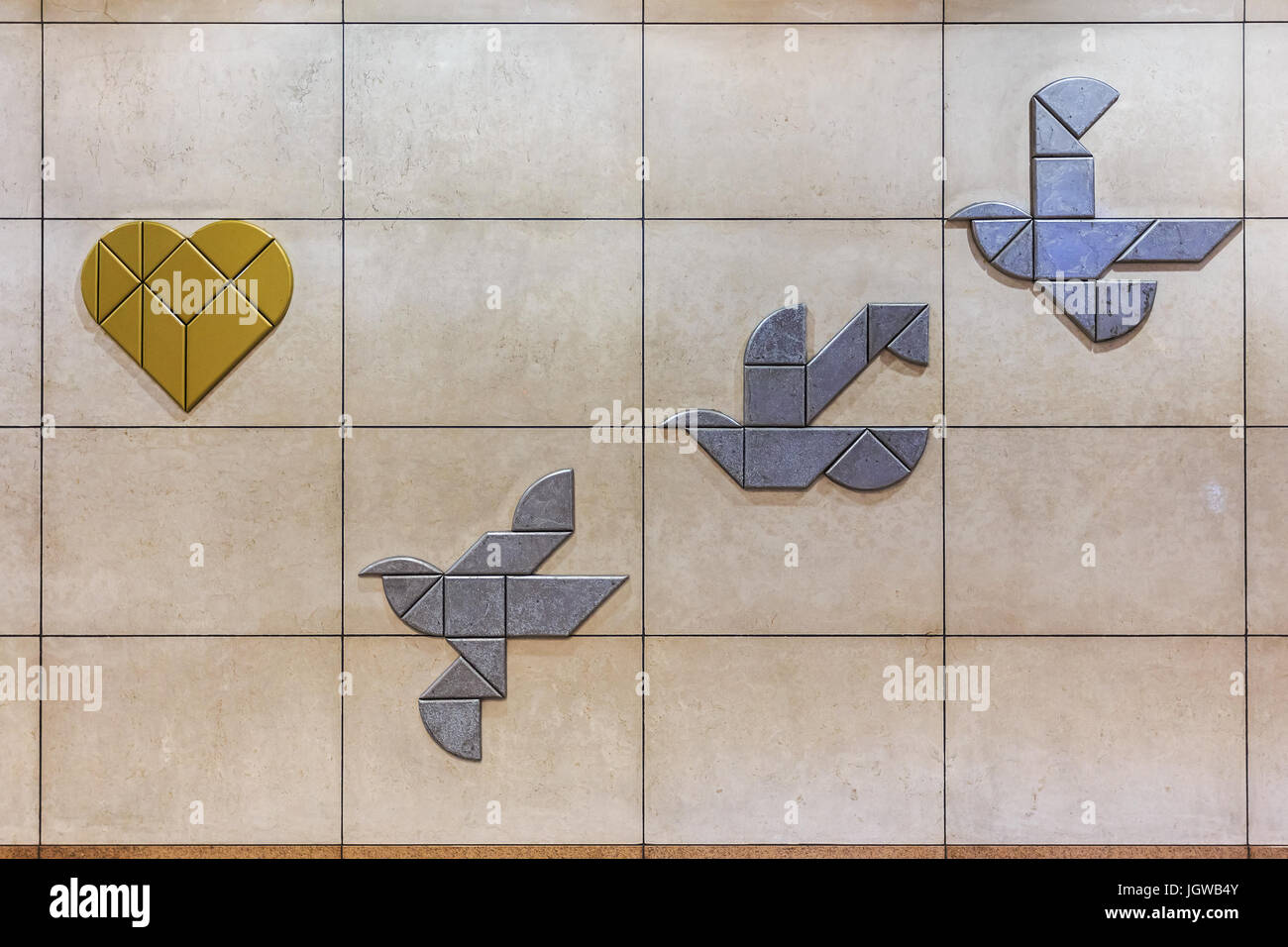 Peace symbol wall tile in Hiroshima, Japan Stock Photo - Alamy