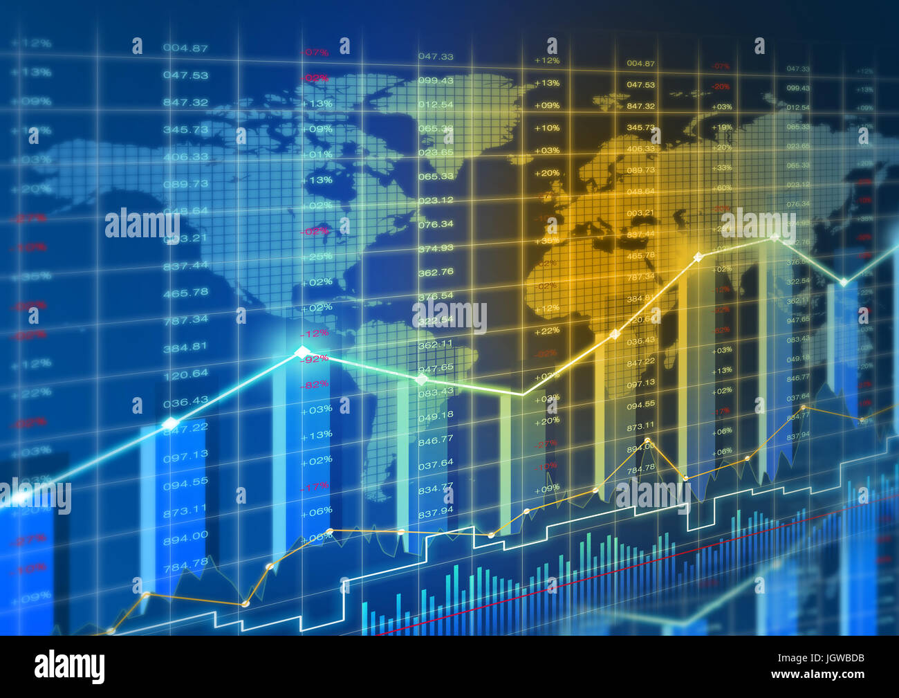 Stock market theme blue color background with bars and statistics Stock ...