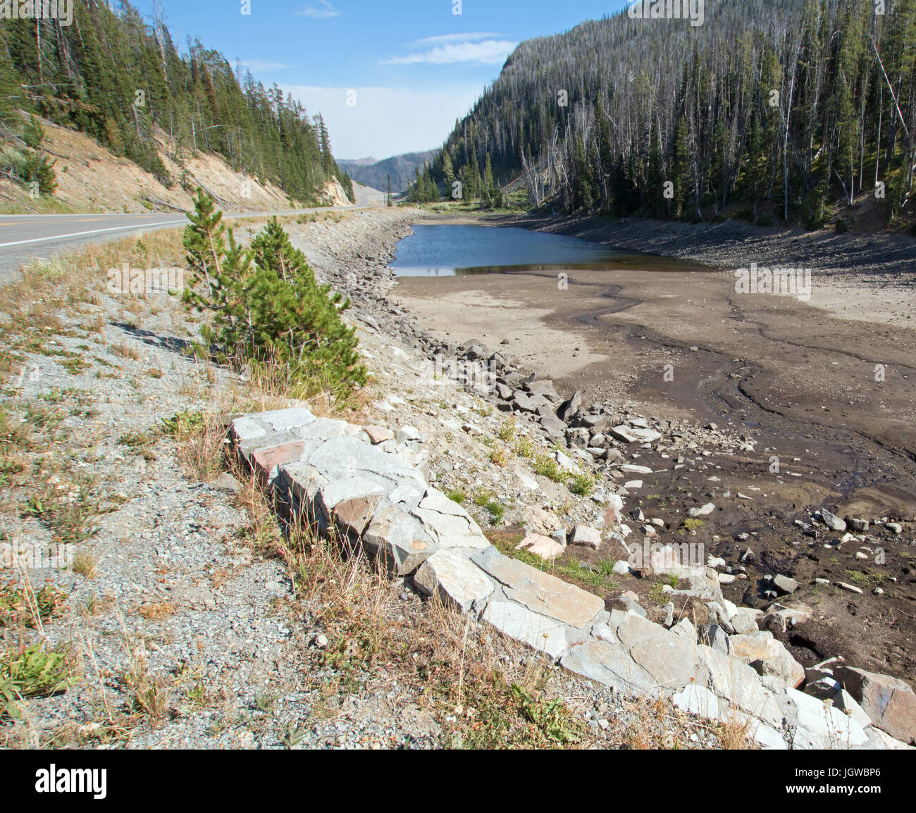 Stone bridge at drought stricken Eleanor Lake on Sylvan Pass on the ...