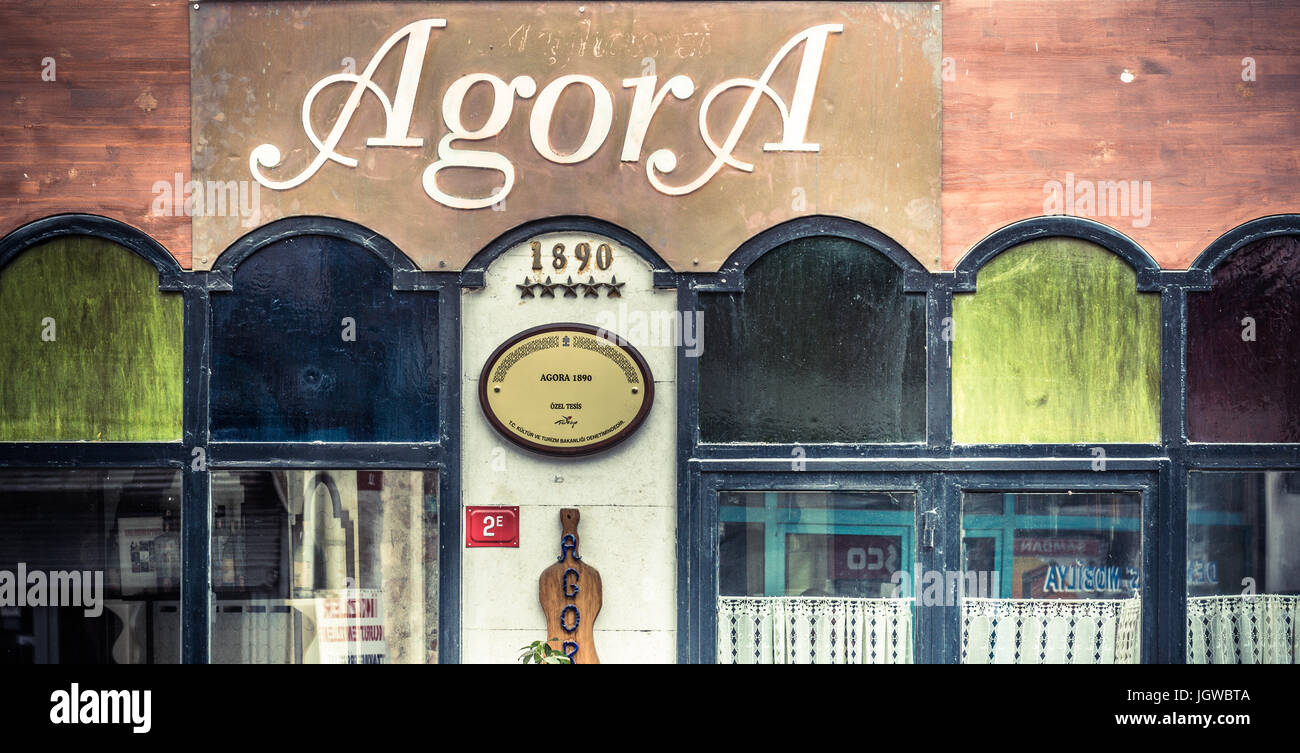 Retro, vintage view of Agora Tavern(Bar) in Balat,Istanbul,Turkey Stock ...