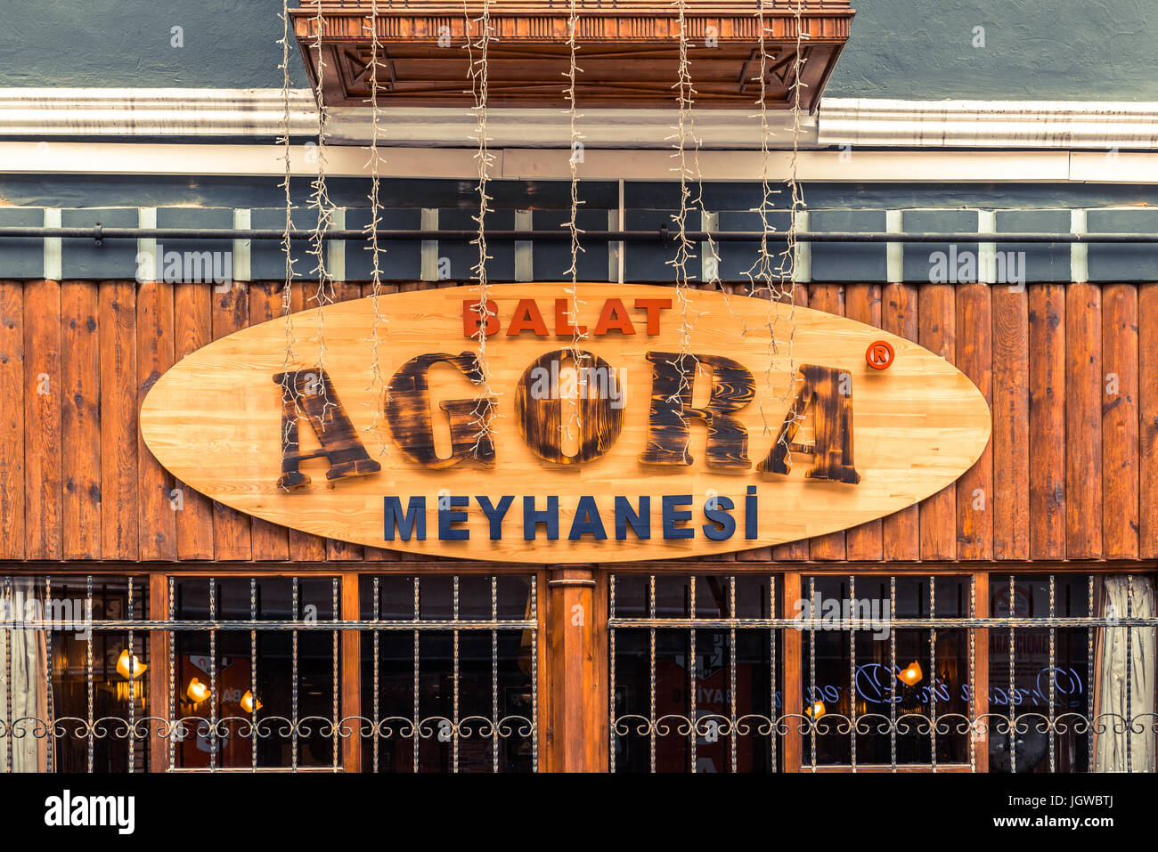 Retro, vintage view of Agora Tavern(Bar) in Balat,Istanbul,Turkey Stock ...