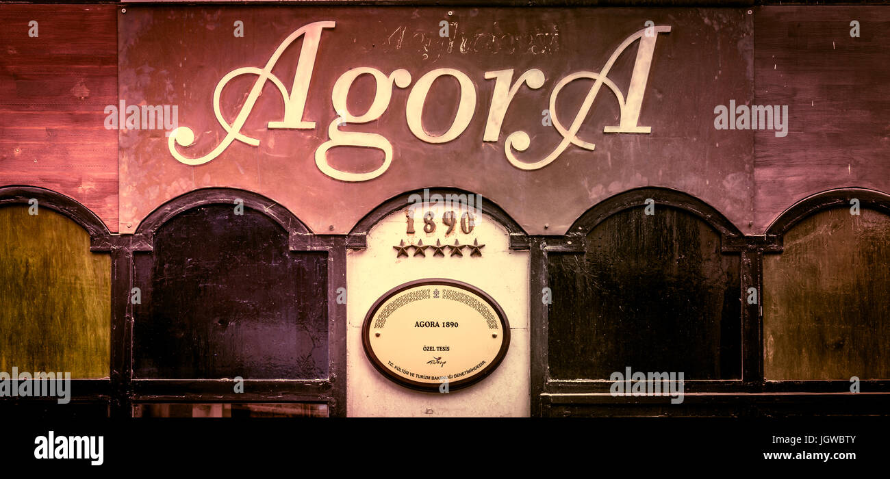 Retro, vintage view of Agora Tavern(Bar) in Balat,Istanbul,Turkey Stock ...
