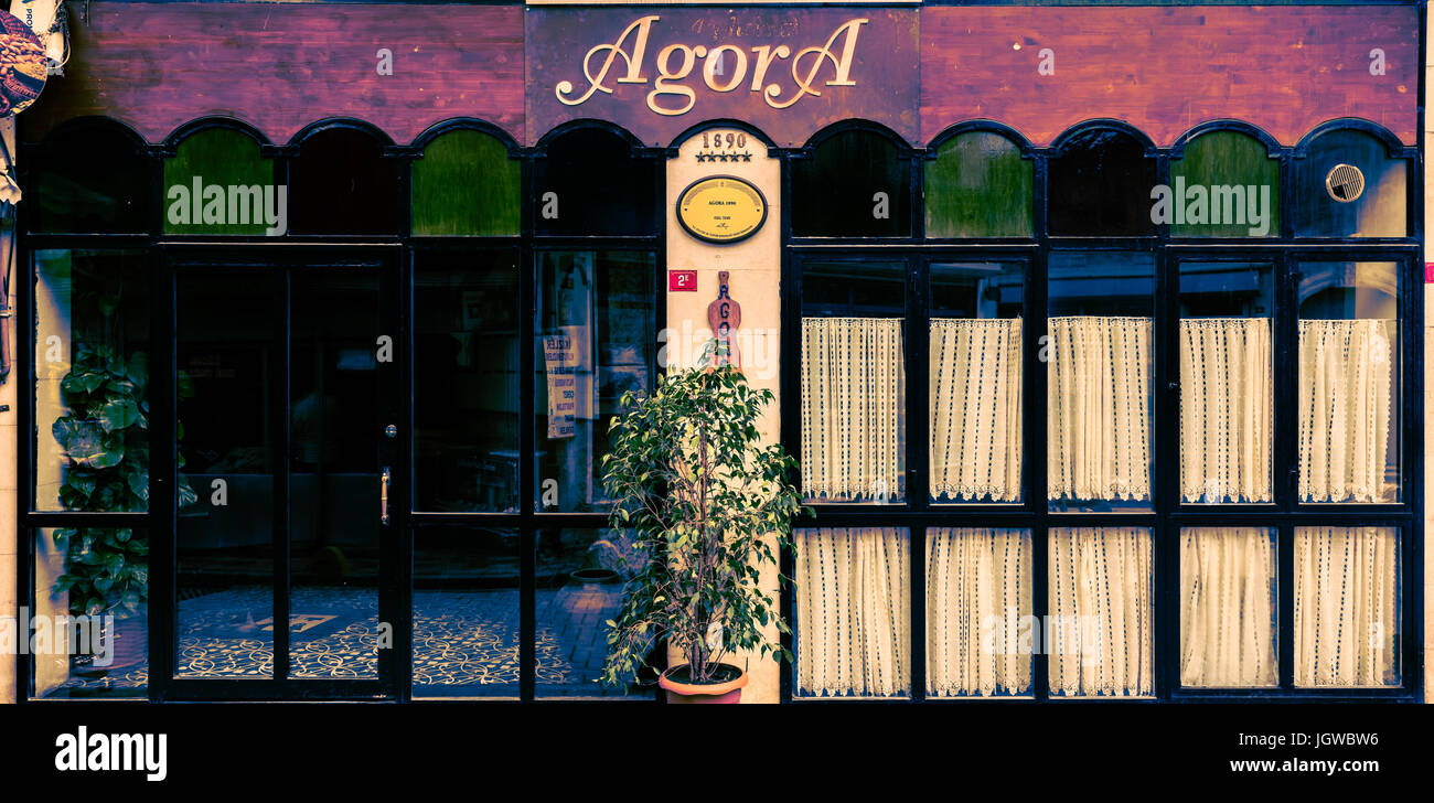Retro, vintage view of Agora Tavern(Bar) in Balat,Istanbul,Turkey Stock ...