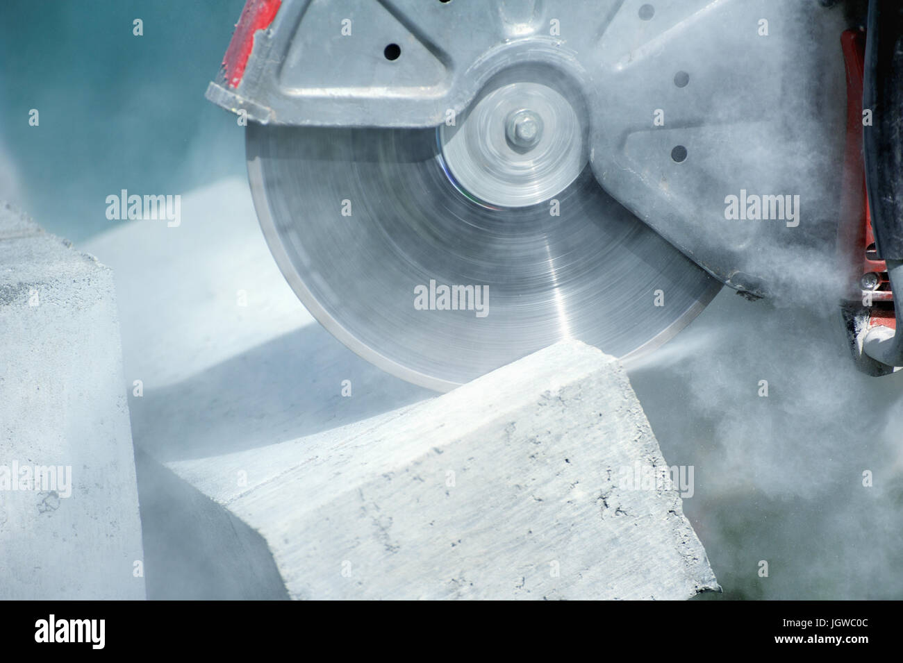 Fragment of a joint cutter on a brushed concrete surface Stock Photo ...