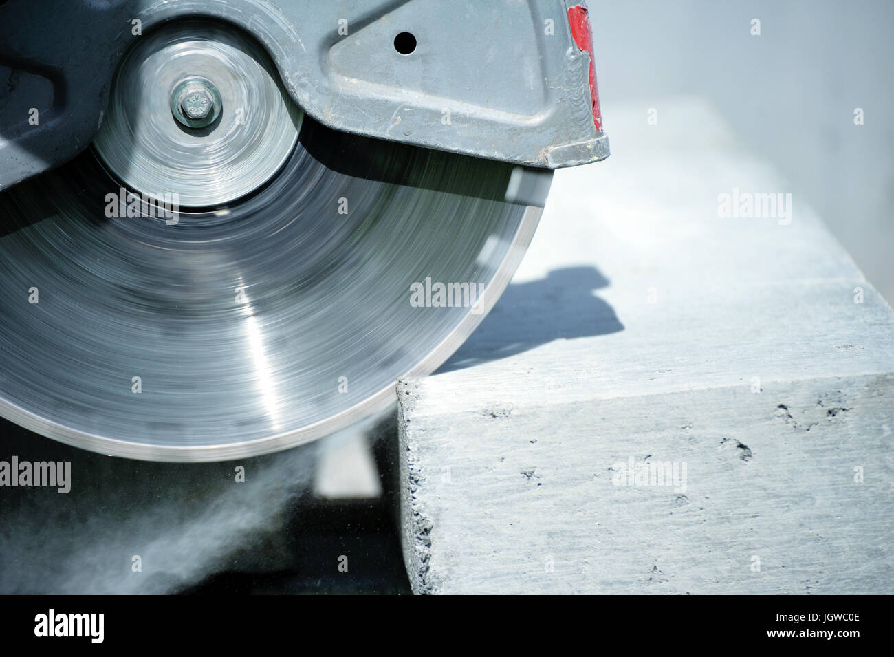 Fragment of a joint cutter on a brushed concrete surface Stock Photo ...
