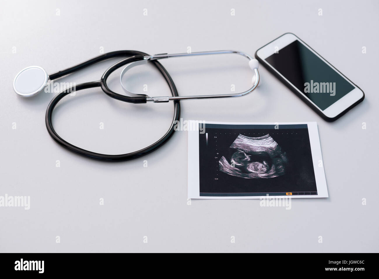 medical stethoscope with ultrasound investigation result and smartphone ...