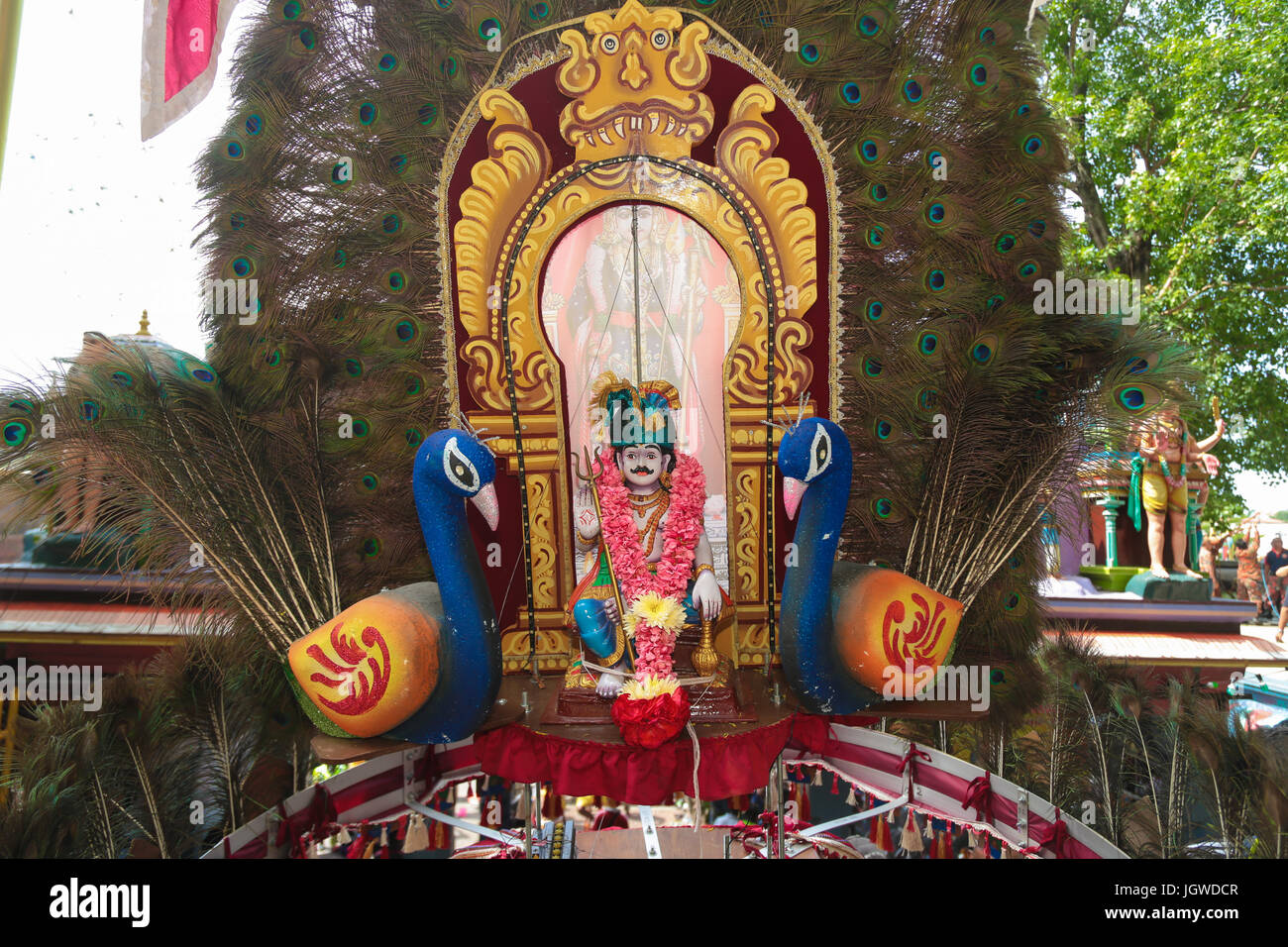 Beautifully decorated murugan statue kavaldi at the batu cave temple ...