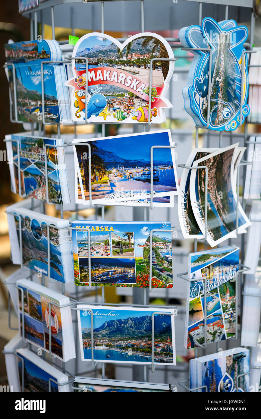 MAKARSKA RIVIERA,CROATIA - 20 JUNE,2017: Buy post card for sovenir in ...