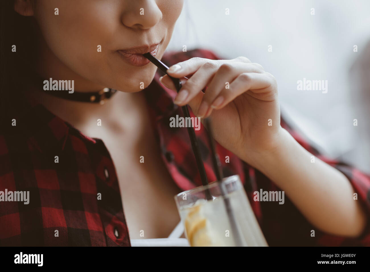Girl drinking latte hi-res stock photography and images - Alamy