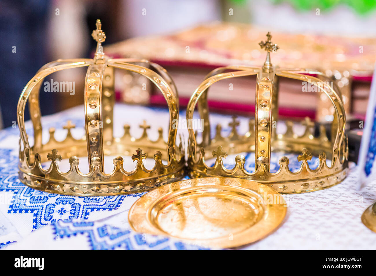 Two crowns for wedding ceremony Stock Photo - Alamy