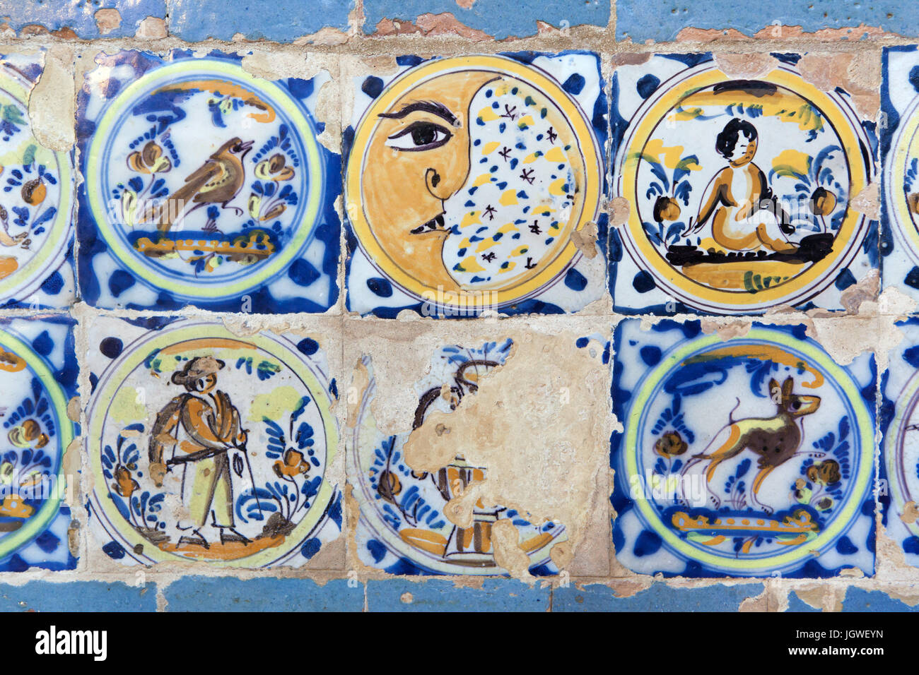 Half moon depicted in the Spanish tin-glazed painted tiles called ...