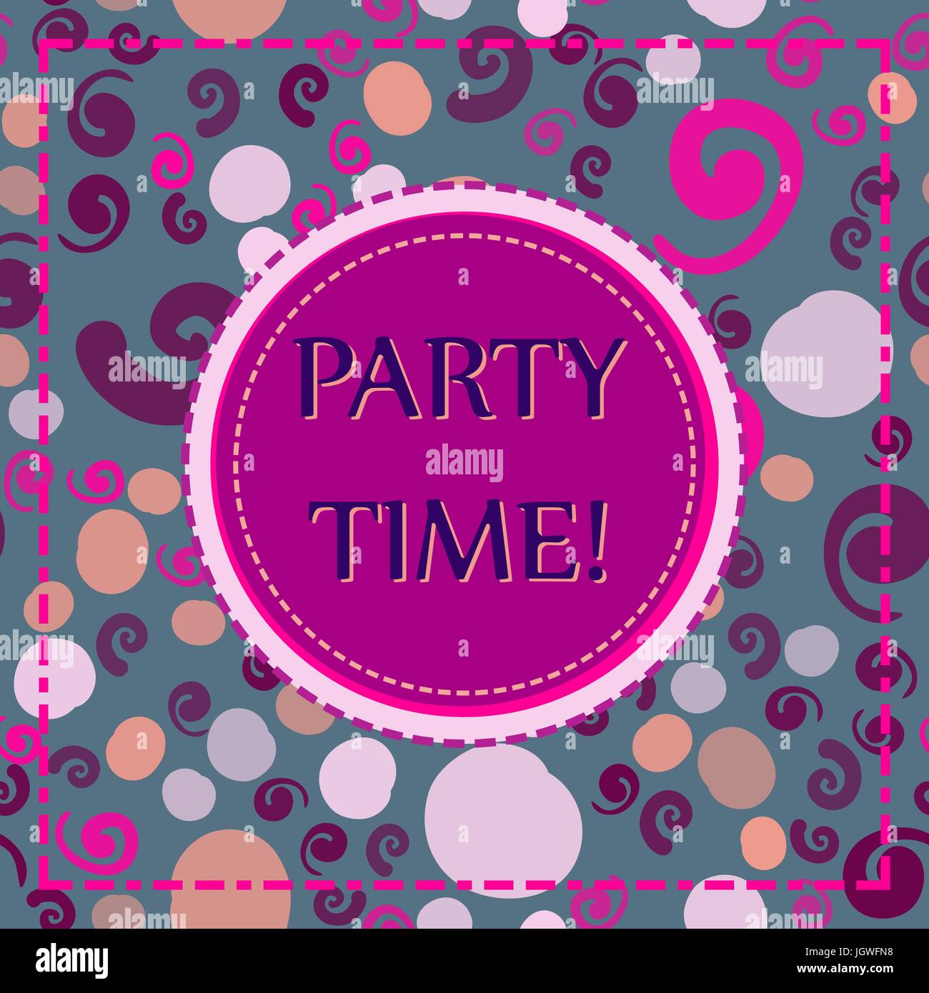 Childish Stylized Seamless Background with Lettering Party Time! Vector ...