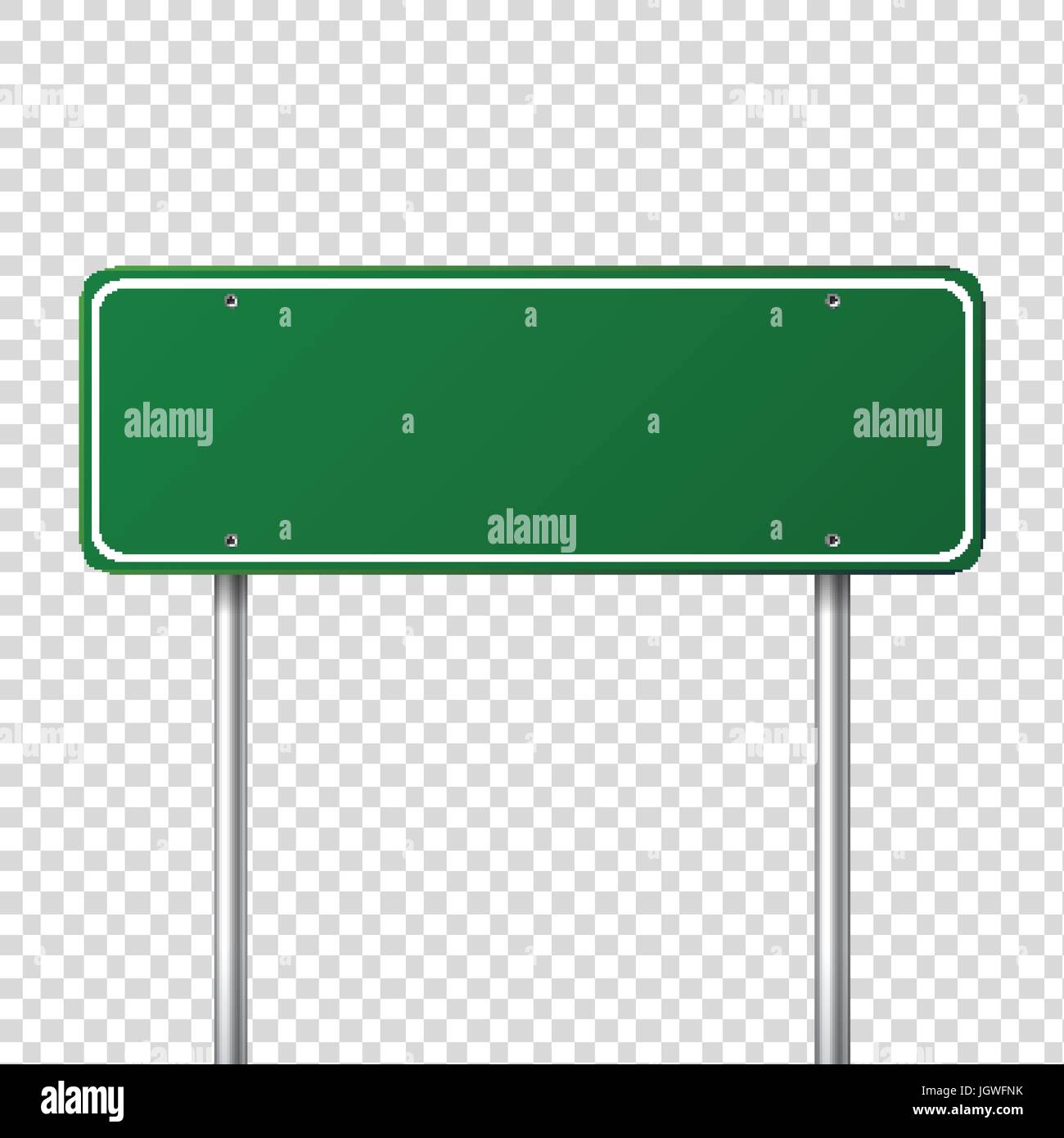 Road green traffic sign. Blank board with place for text.Mockup. Isolated information sign ...