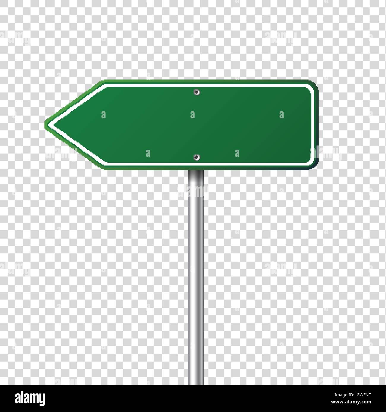 Road green traffic sign. Blank board with place for text.Mockup. Isolated information sign ...