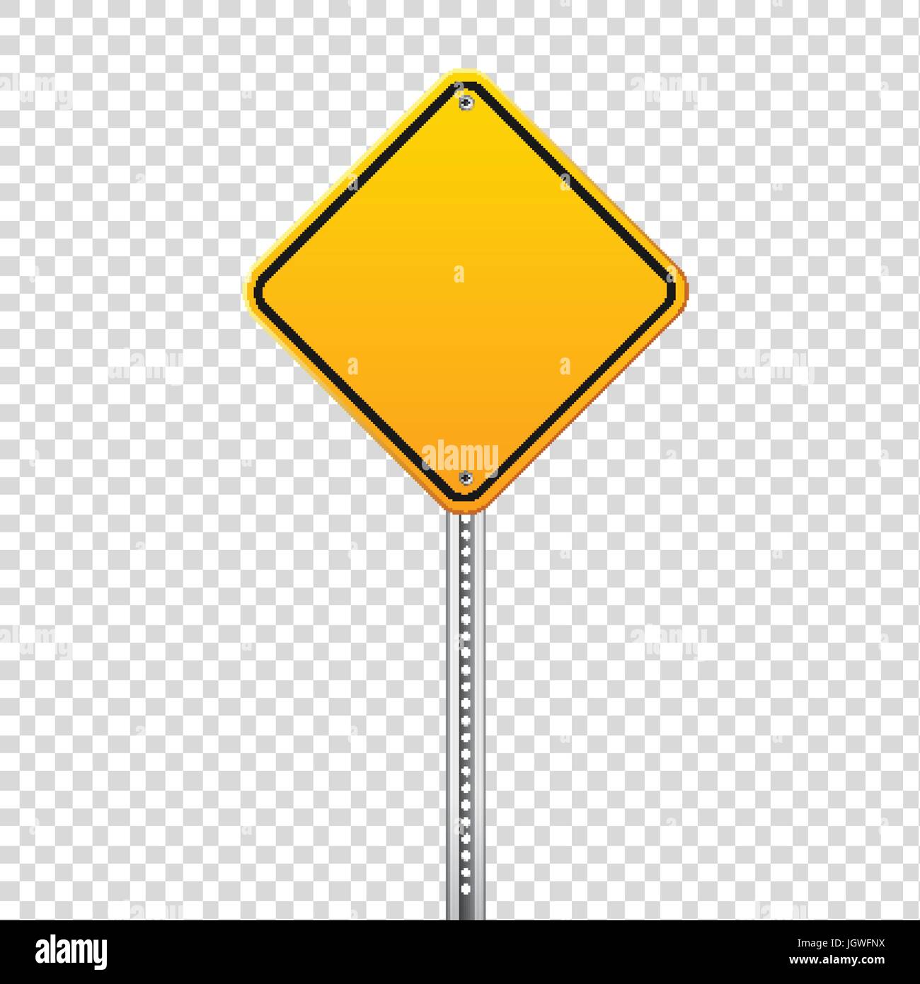 Road yellow traffic sign. Blank board with place for text.Mockup ...