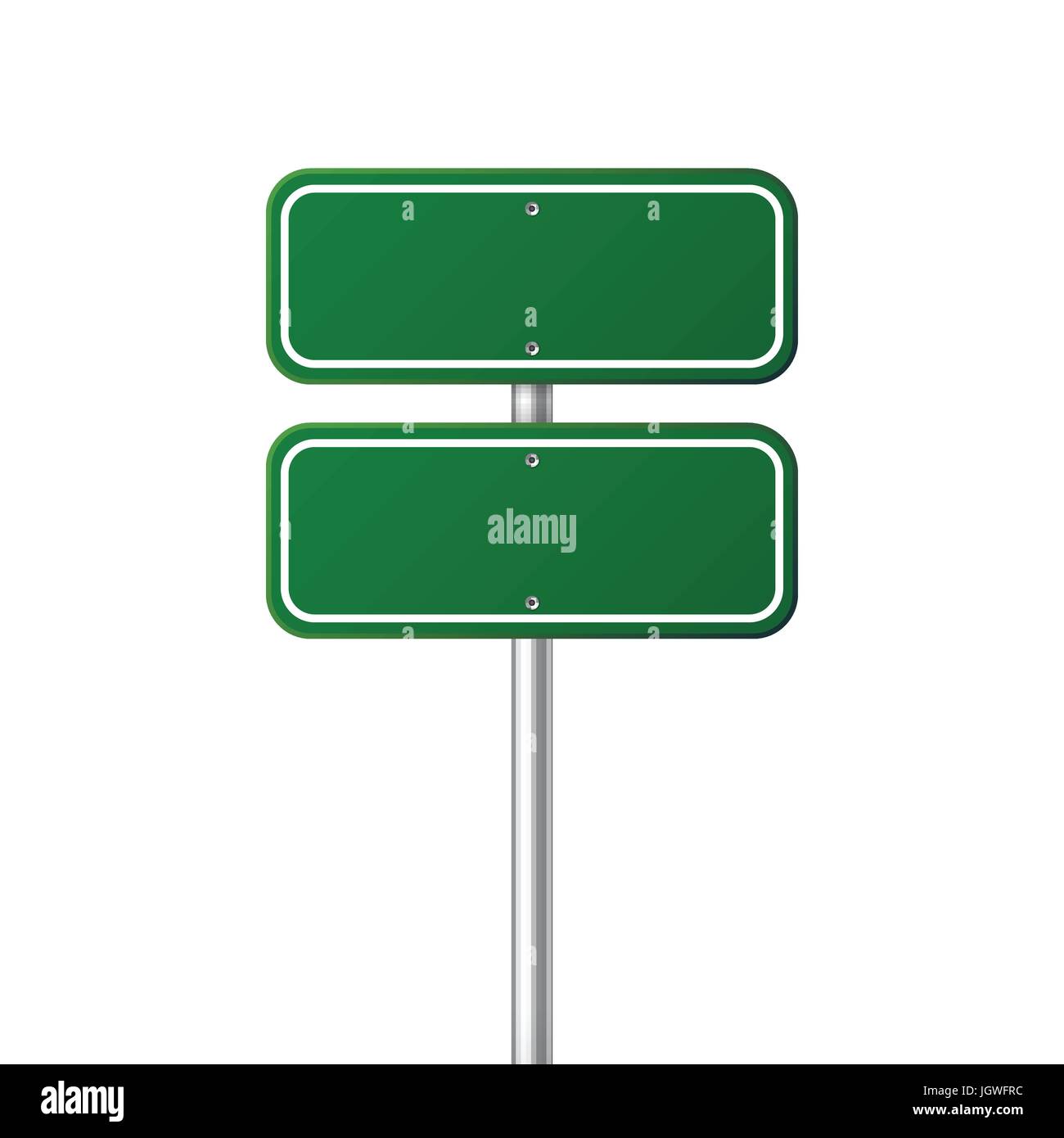 Road green traffic sign. Blank board with place for text.Mockup. Isolated information sign ...