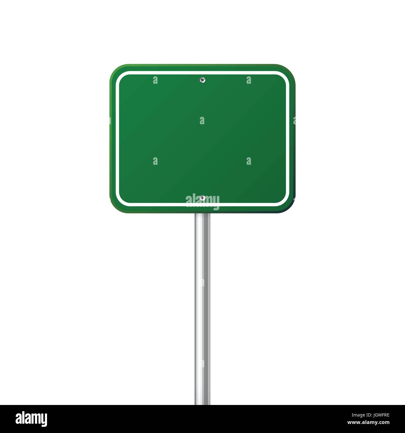 Road green traffic sign. Blank board with place for text.Mockup. Isolated information sign ...