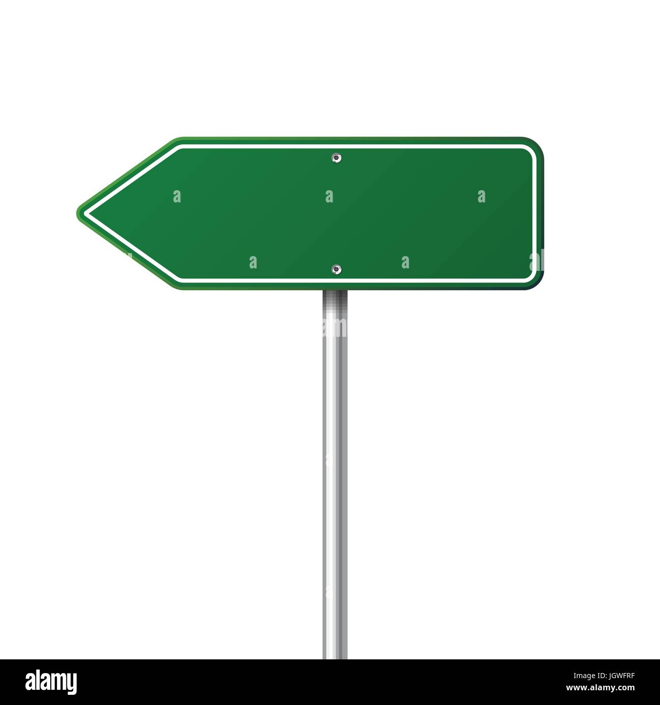 Road green traffic sign. Blank board with place for text.Mockup. Isolated information sign ...