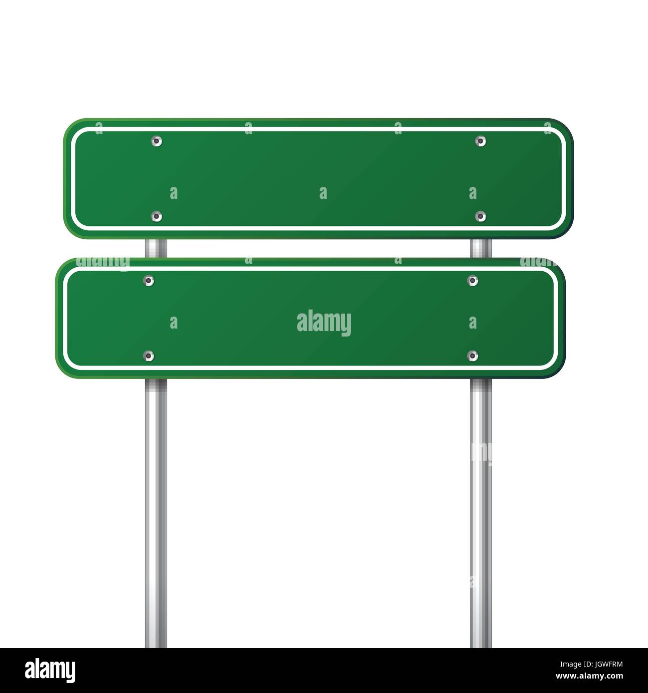 Road green traffic sign. Blank board with place for text.Mockup. Isolated information sign ...