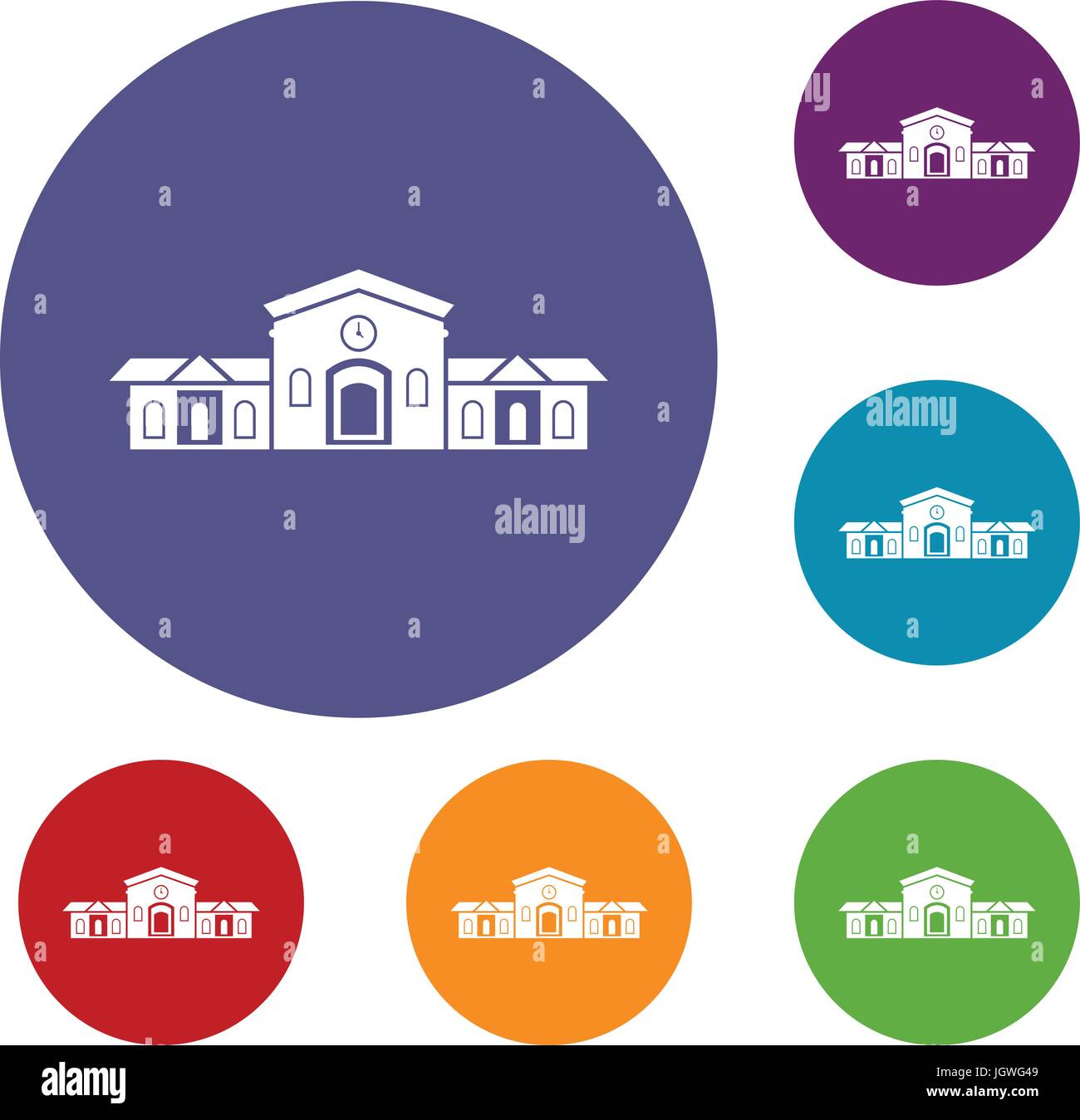 Railway station building icons set Stock Vector Image & Art - Alamy