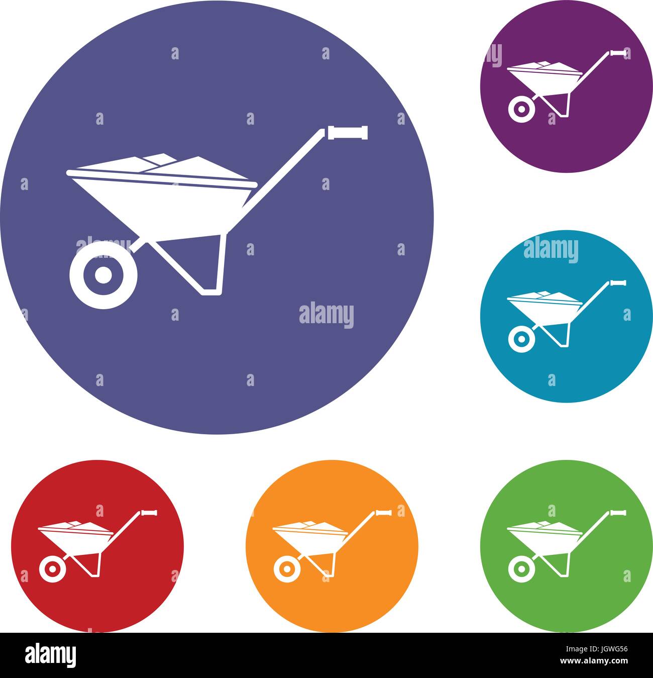 Wheelbarrow icons set Stock Vector Image & Art - Alamy