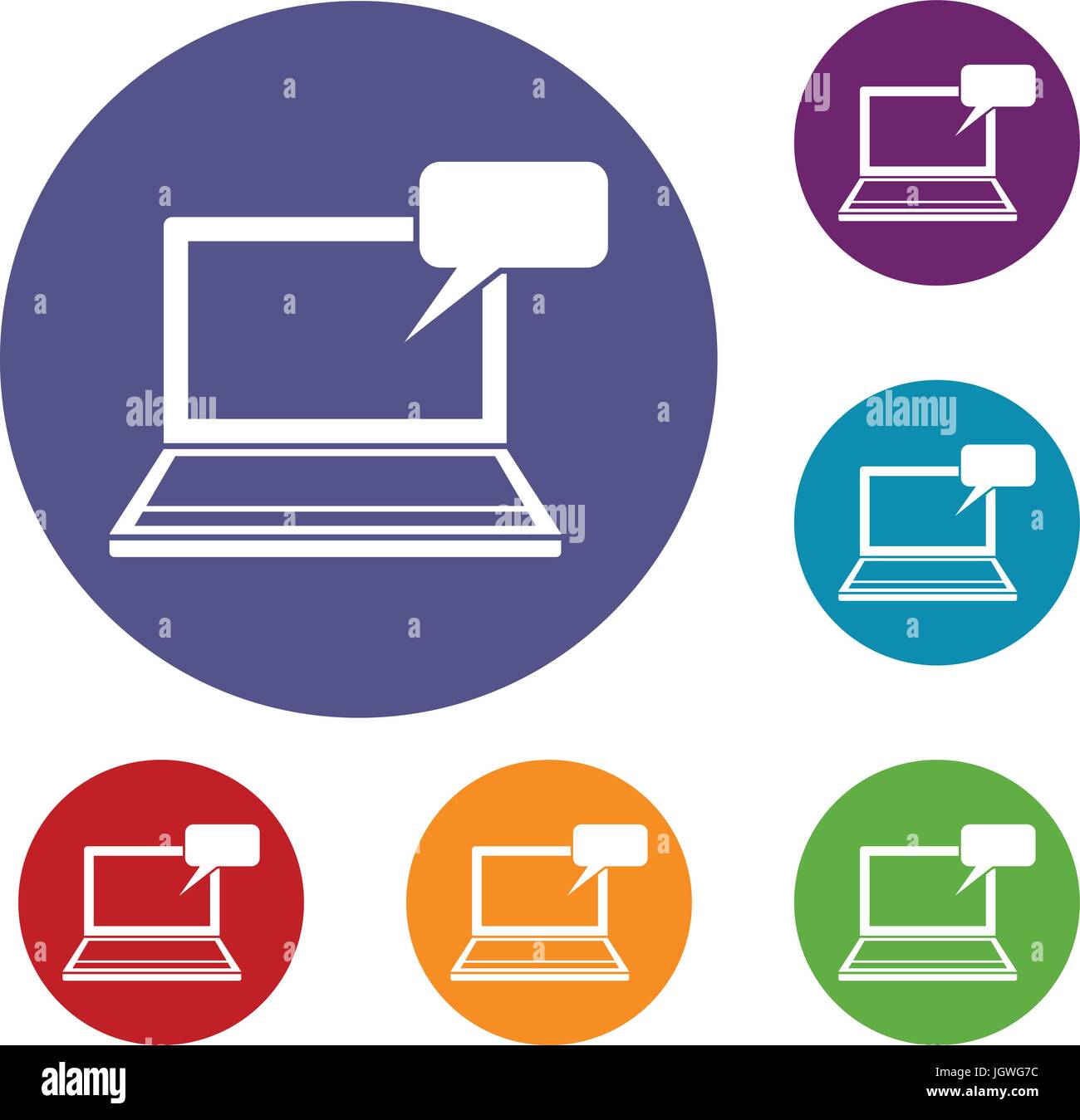 Laptop with bubble speech icons set Stock Vector Image & Art - Alamy