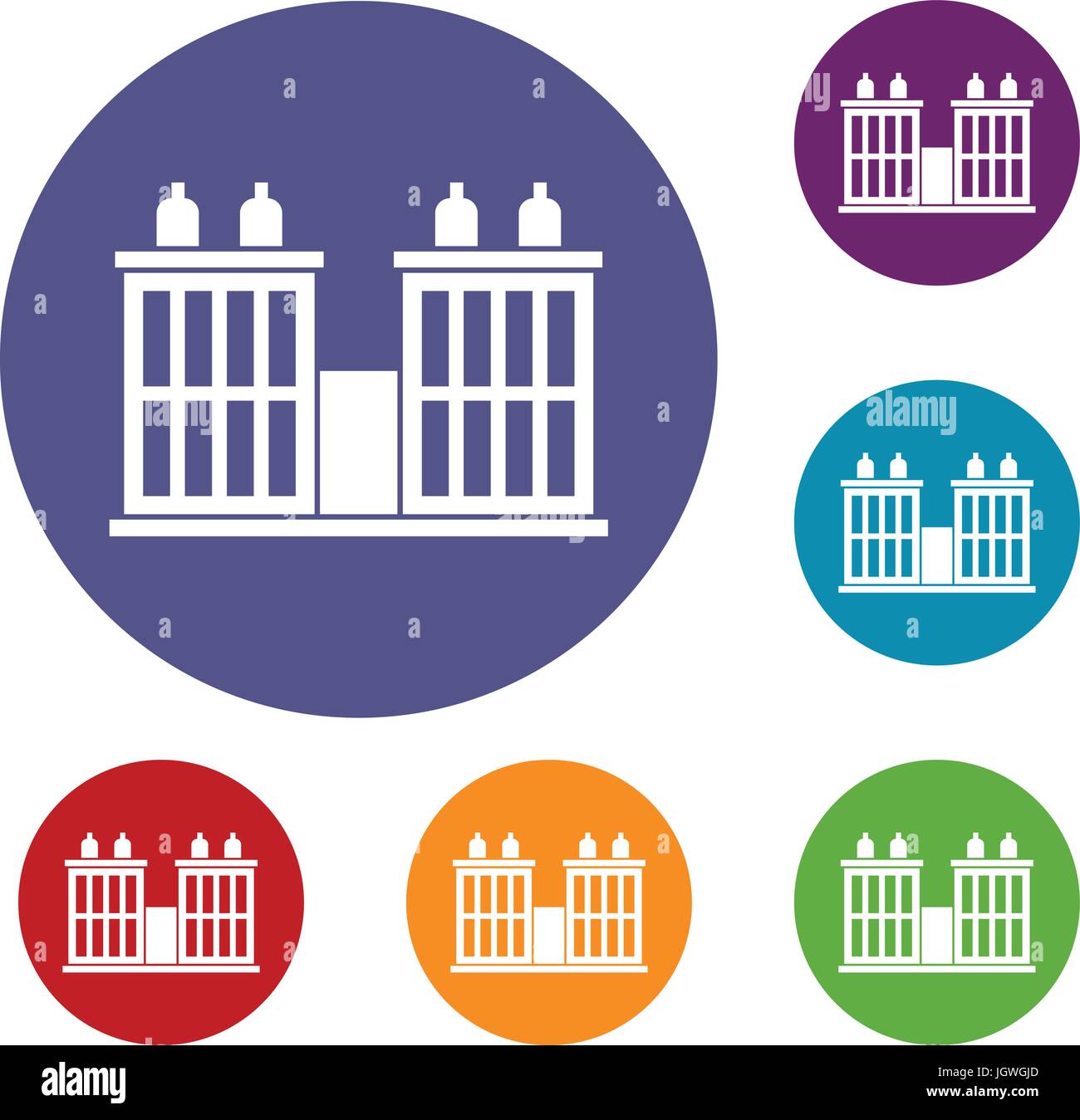 Industrial building icon red circle Stock Vector Images - Alamy