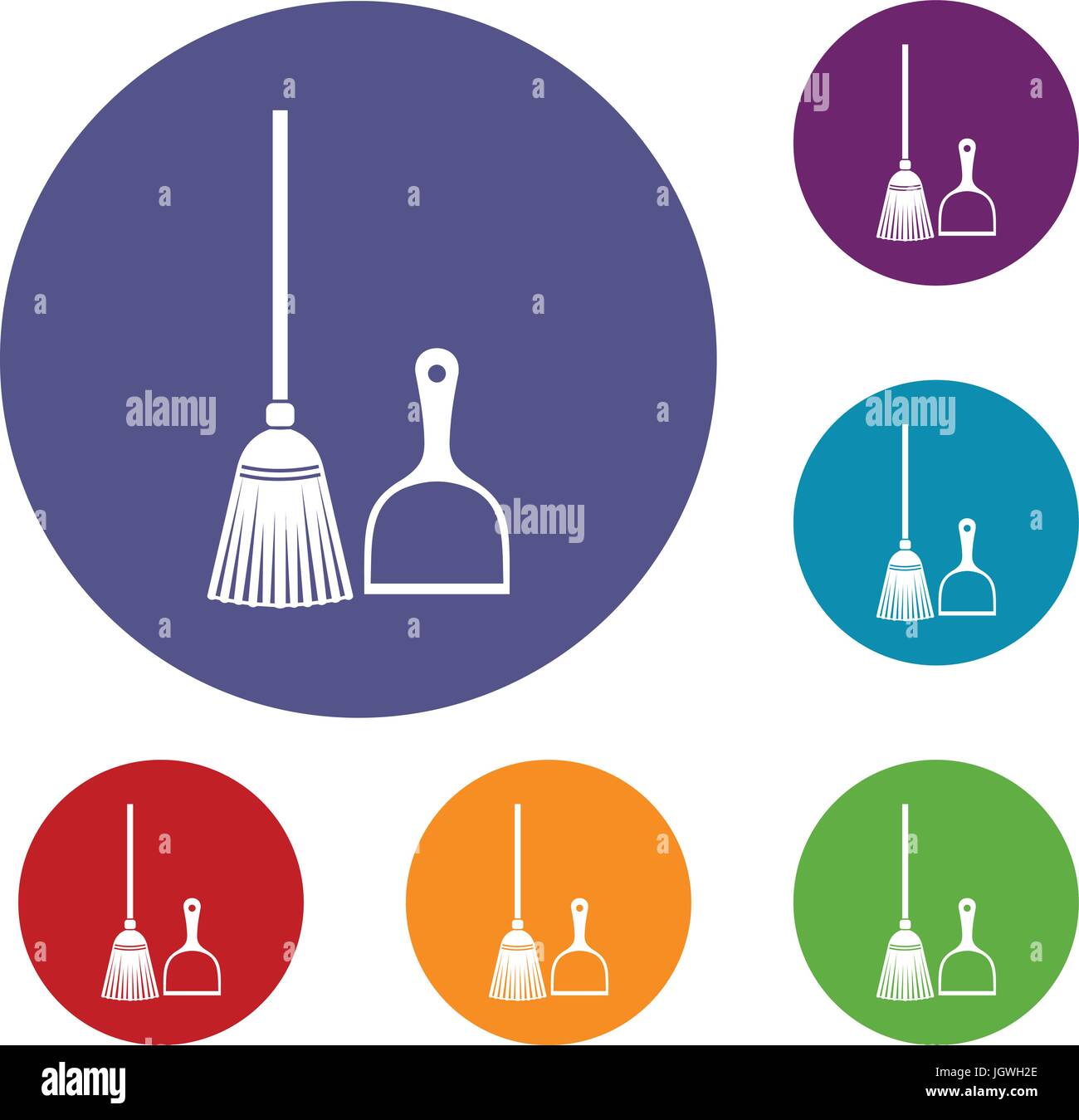 Broom and dustpan icons set Stock Vector Image & Art - Alamy