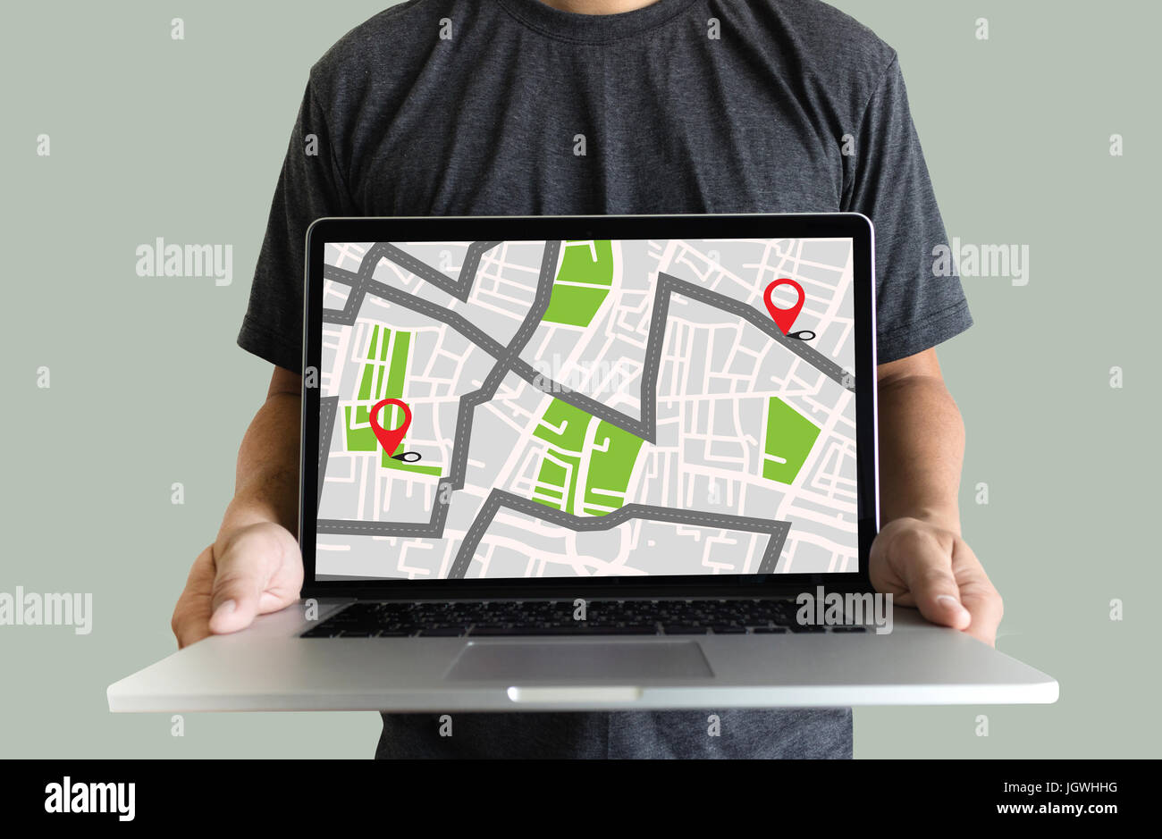 GPS Map to Route Destination network connection Location Street Map ...